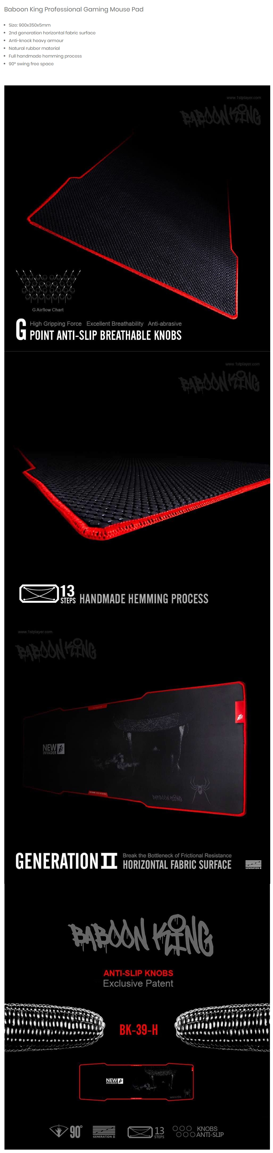 1st Player Baboon King Large Pro Gaming Mouse Pad 900 x 350mm BK-39-H ...