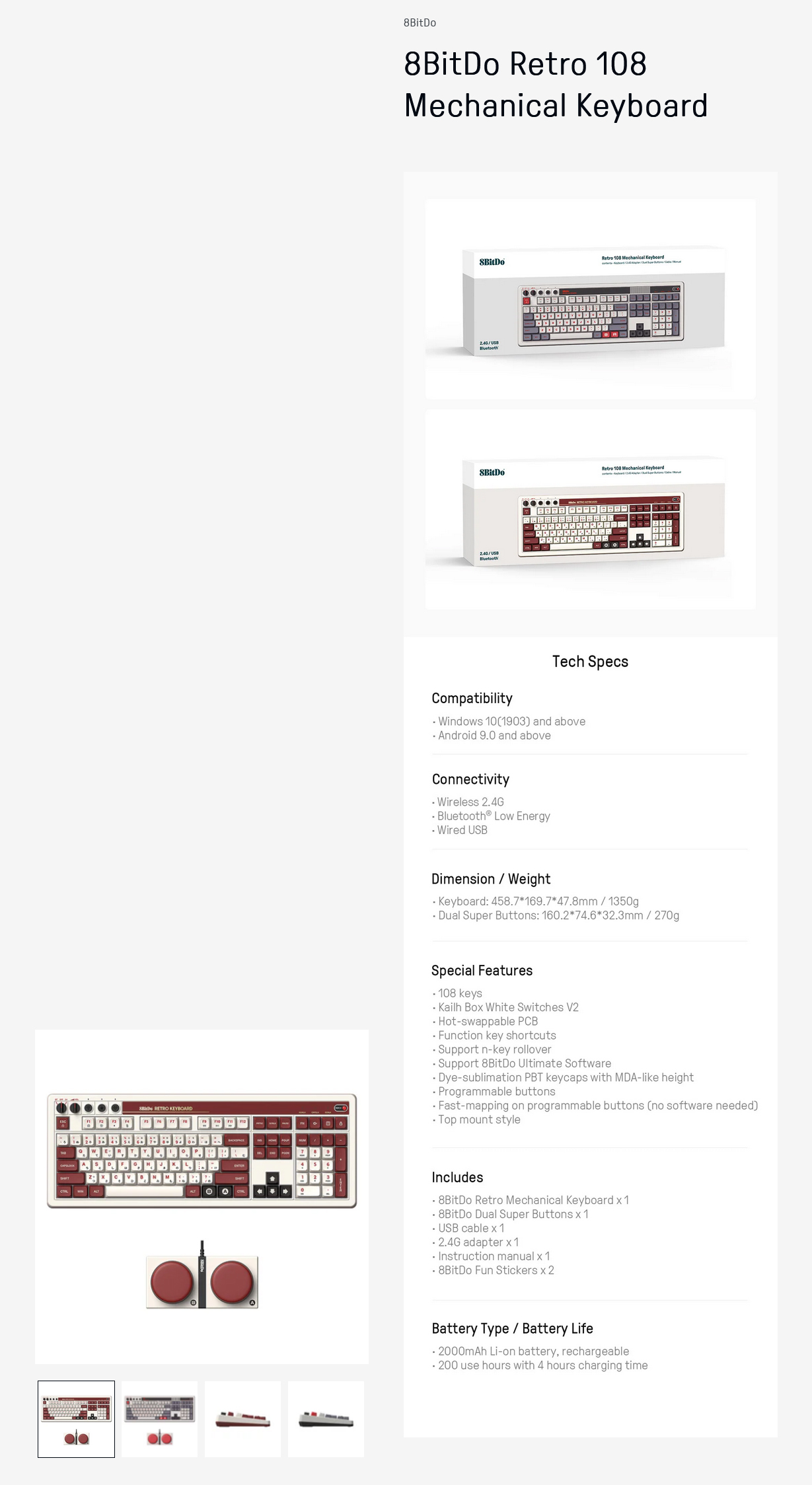 8BitDo Retro 108 Mechanical Gaming Keyboard - Fami Edition - BM4486 | Mwave