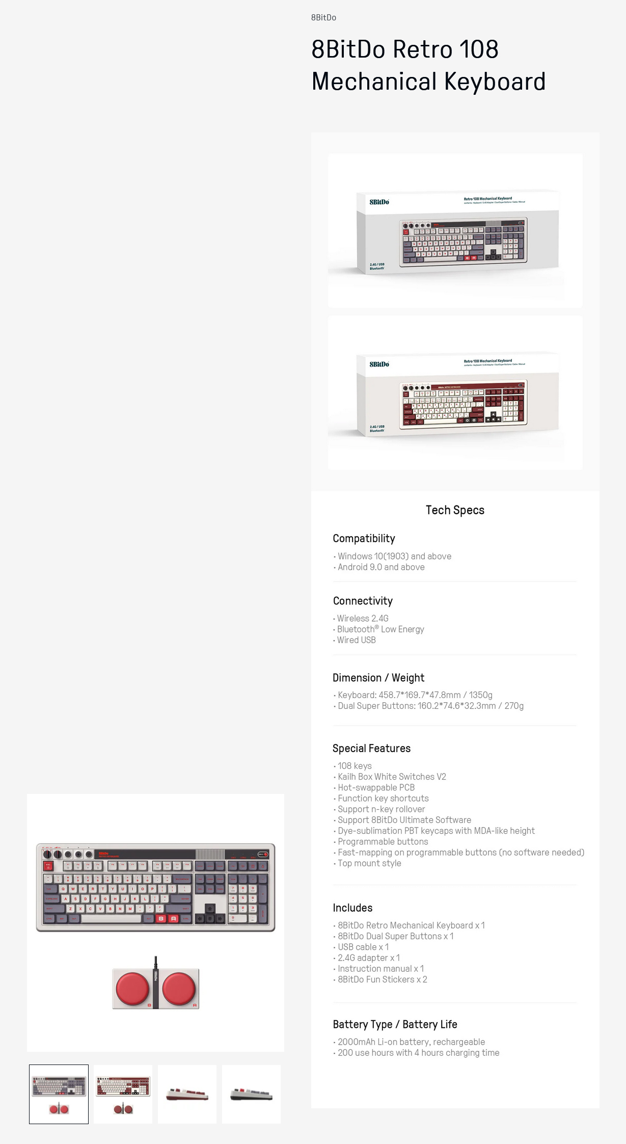 8BitDo Retro 108 Mechanical Gaming Keyboard - N Edition - BM4487 | Mwave