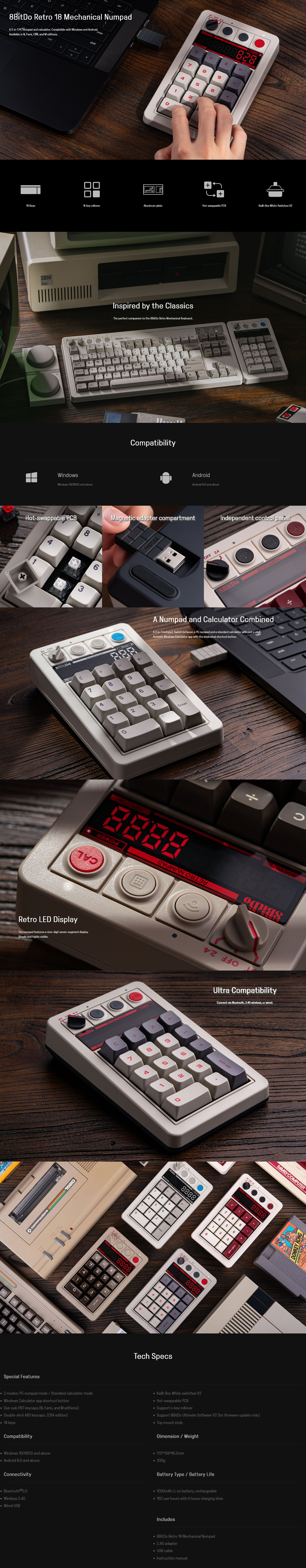 8BitDo Retro 18 Mechanical Numpad - Fami Edition - BM4473 | Mwave