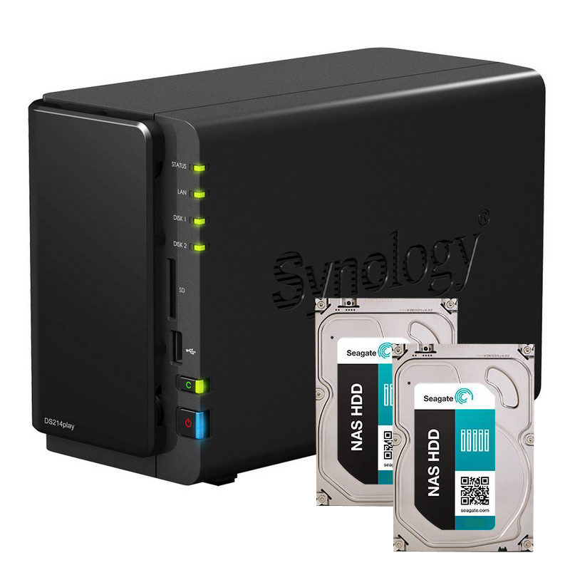 NAS Bundle - Synology DS214PLAY + 2x Seagate 3TB NAS HDD ST3000VN000 ...
