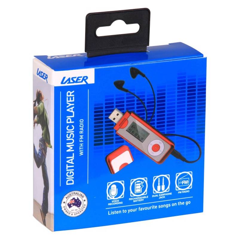 Laser 4GB MP3 Player - Red - MP3-L60-RED | Mwave