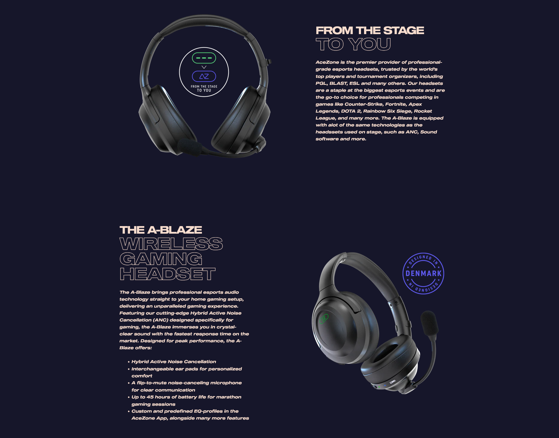 AceZone A-Blaze Wireless E-Sports Ready Gaming Headset - HW-04-B | Mwave
