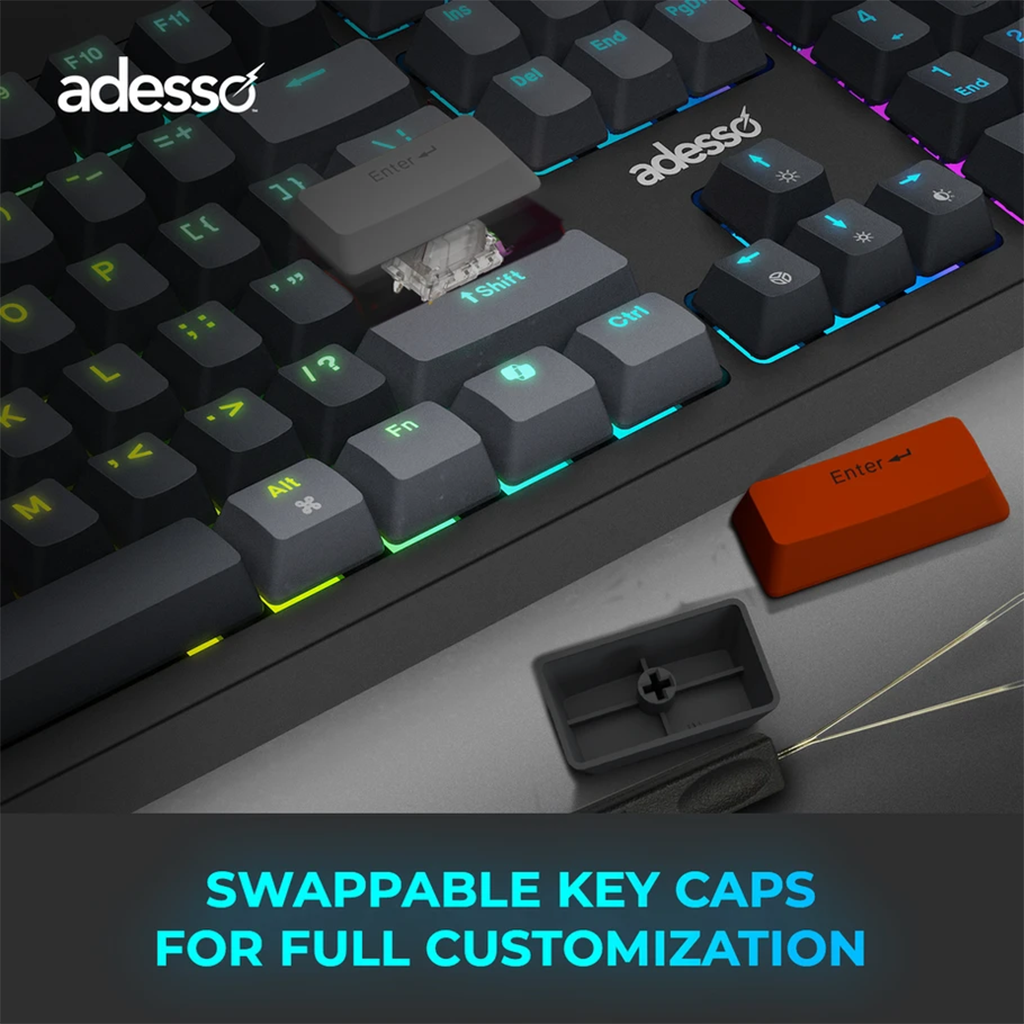 Adesso EasyTouch 1300 Wireless RGB Full-Sized Mechanical Keyboard ...