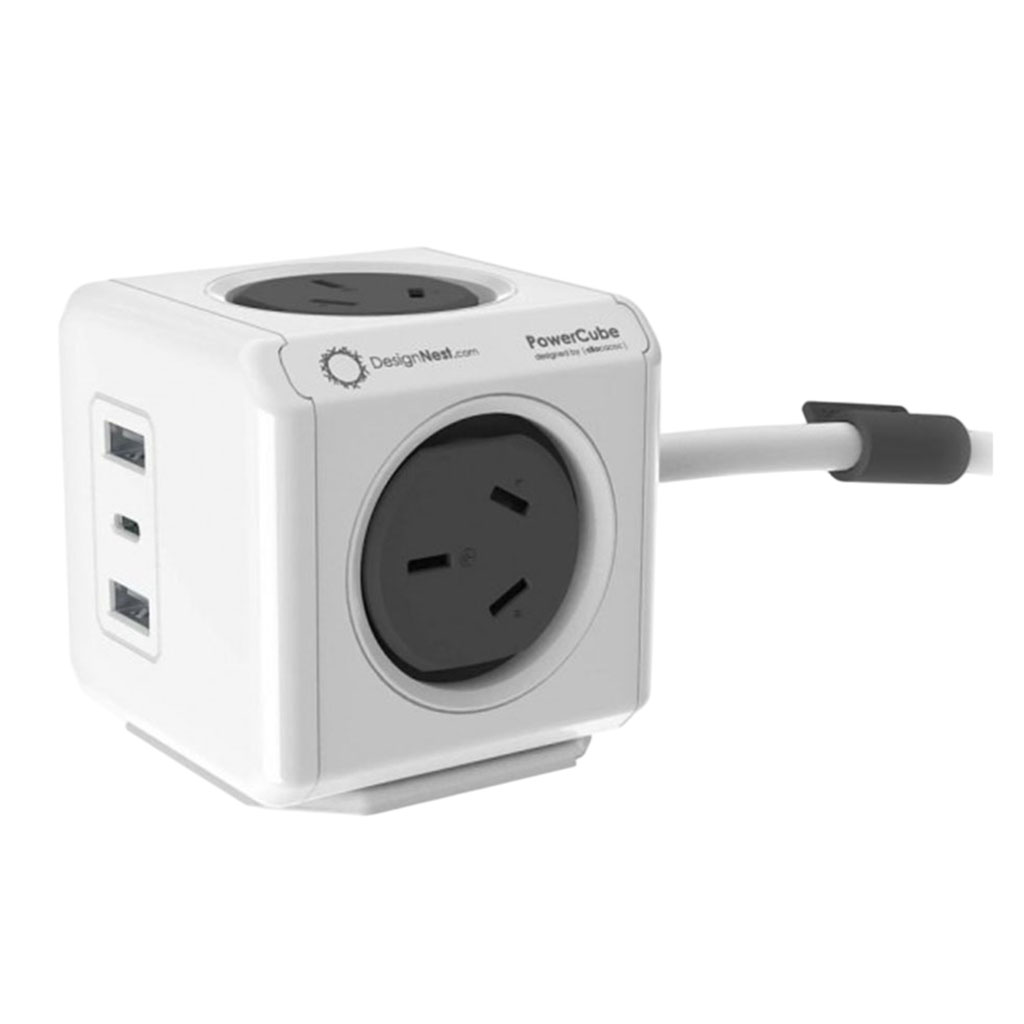 Allocacoc PowerCube 1.5m Extended USB - 4 Outlets 2 USB-A + 1 USB-C PD ...