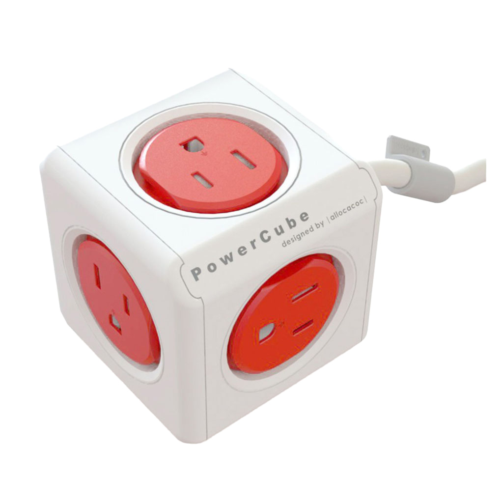 Allocacoc PowerCube Extended 5 Outlets 3m Cable - Boston Red ...