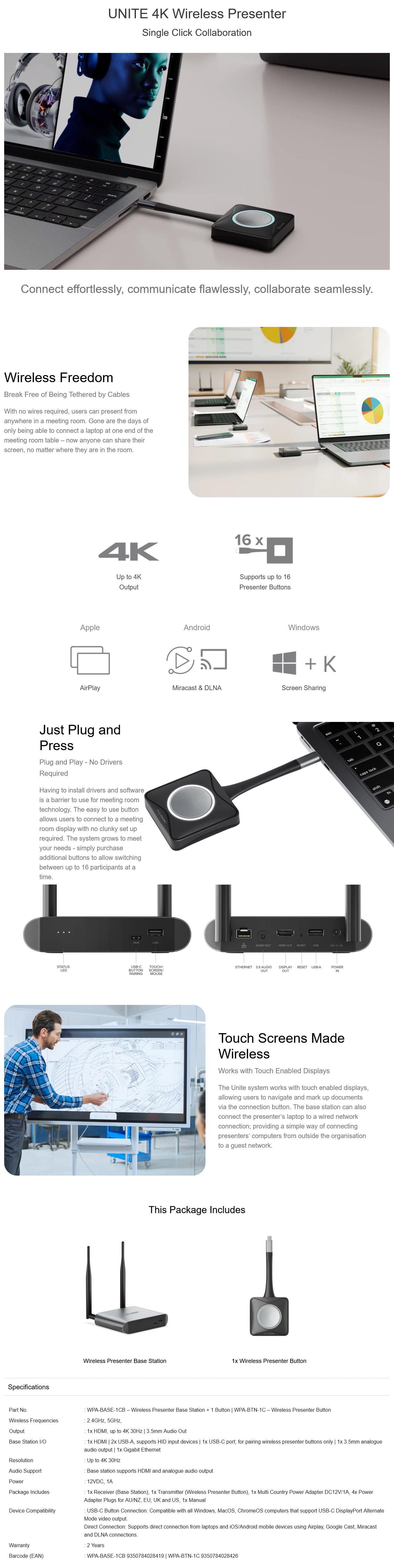 Alogic UNITE 4K Wireless Presentation System Base Station Plus One ...