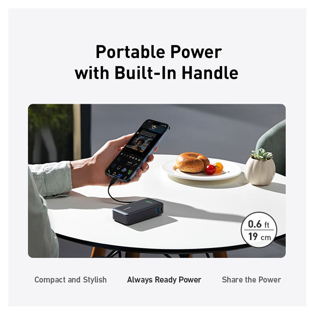 Anker Nano 10000mAh 30W Power Bank with Built-In USB-C Cable - Black ...