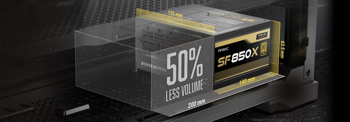 Antec SF850X AU SFX 850W 80+ Gold Fully-Modular ATX 3.1 Power Supply ...