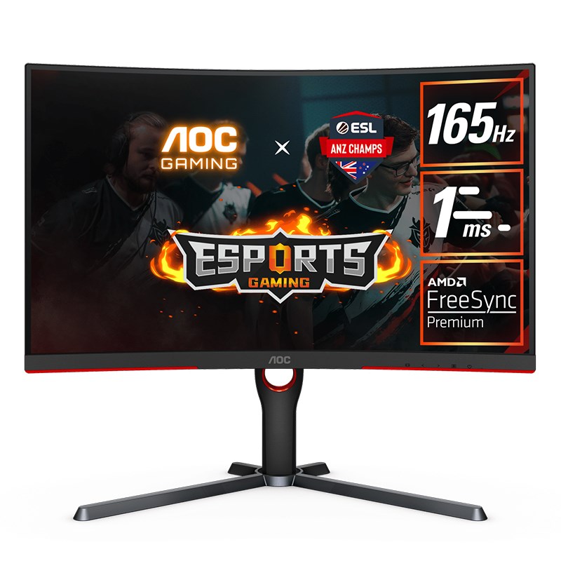 AOC CQ27G3S 27" 165Hz QHD 1ms HDR FreeSync Premium Curved VA Gaming ...