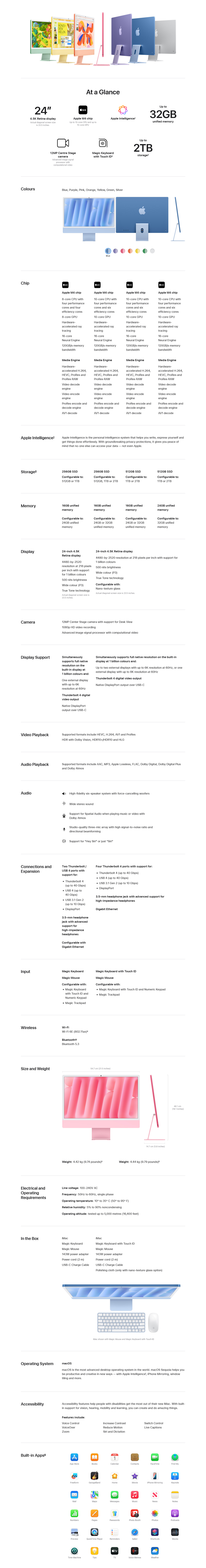 Apple 24-inch iMac M4 8-Core GPU 16GB 256GB Mac OS - Blue - MWUF3X/A ...