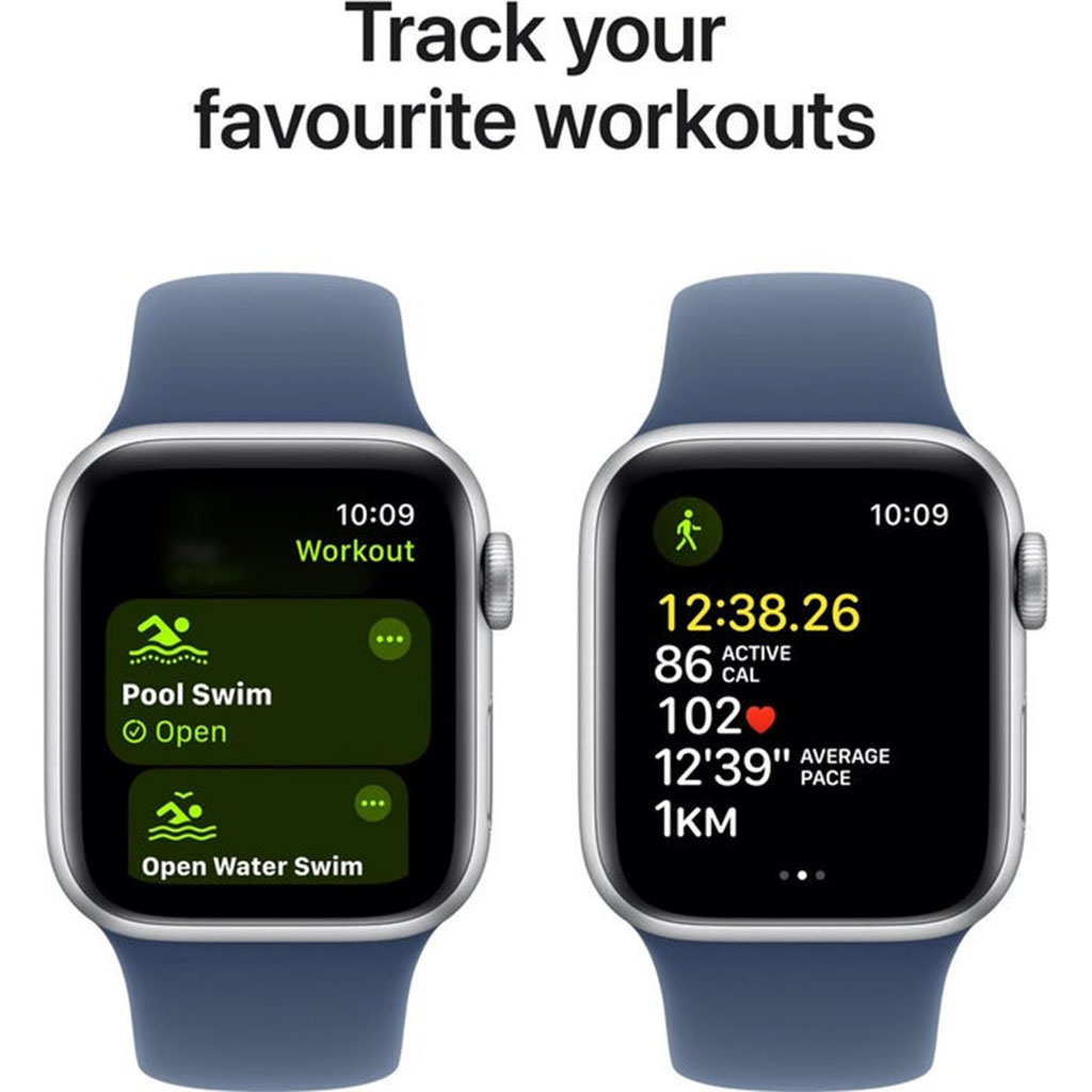 Apple Watch SE 40mm Silver Aluminium Case GPS + Cellular Sport Band - M ...