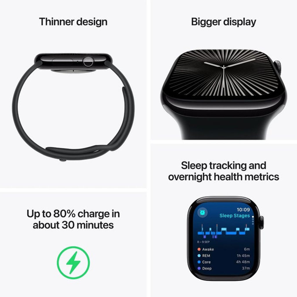 Apple Watch Series 10 42mm Jet Black Aluminium Case GPS + Cellular ...