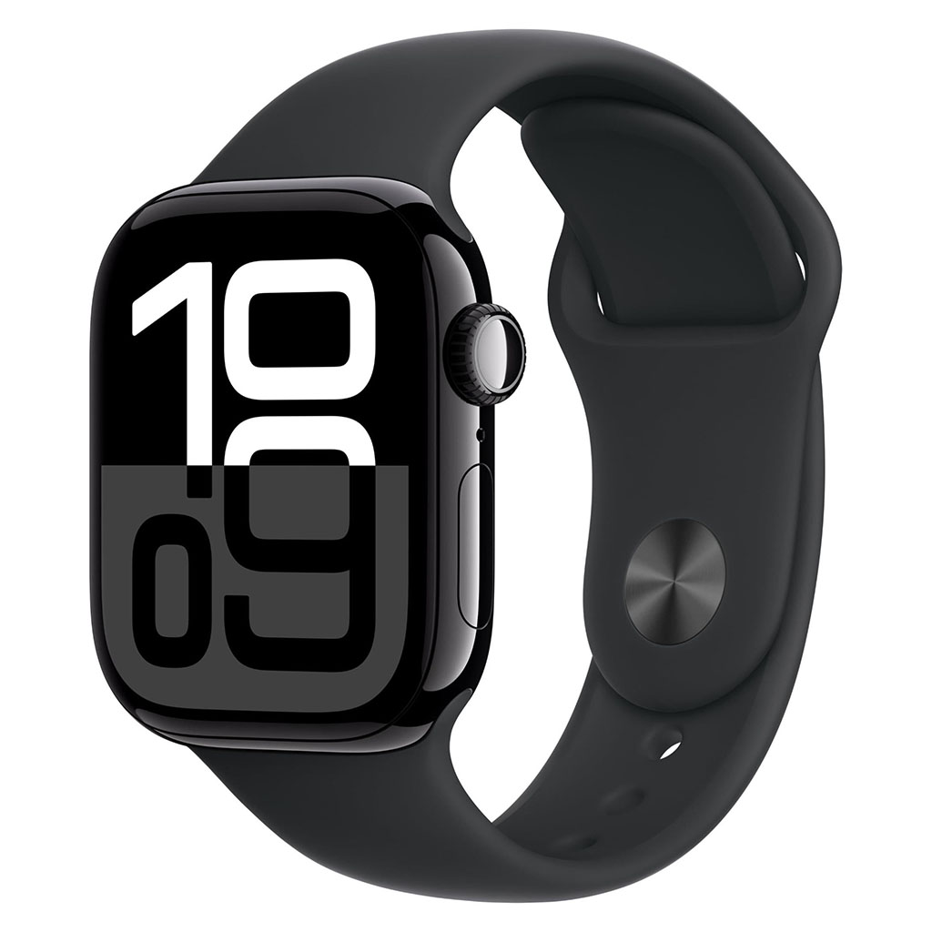 Apple Watch Series 10 42mm Jet Black Aluminium Case GPS Sport Band - S ...