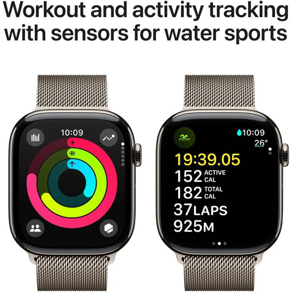 Apple Watch Series 10 46mm Natural Titanium Case GPS + Cellular Sport ...