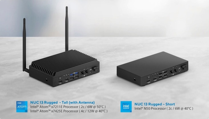 ASUS NUC 13 Rugged Fanless Mini PC Barebone Kit - Intel Atom X7211E ...