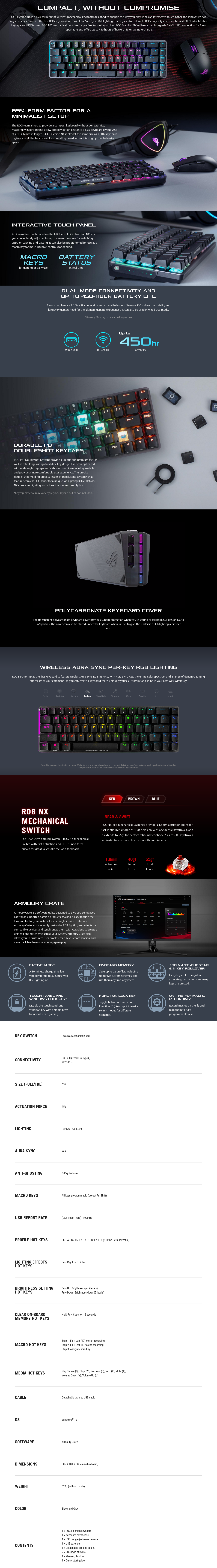 ASUS ROG Falchion NX Red Switches Wireless Gaming Keyboard - ROG ...
