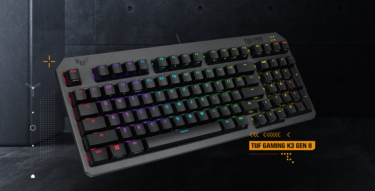 ASUS TUF Gaming K3 Gen II Compact Optical Gaming Keyboard - Red Switch ...