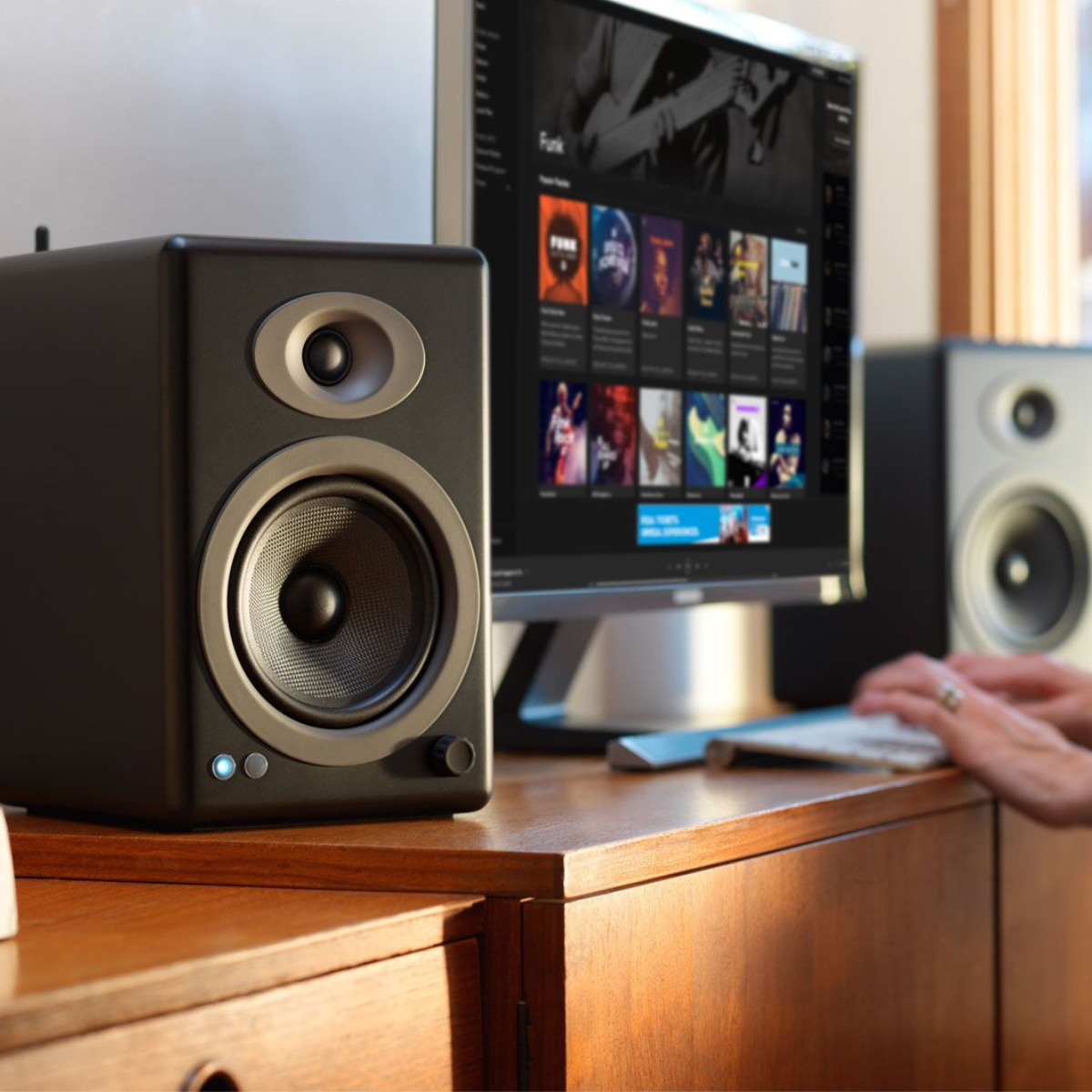 Audioengine A5+ Wireless Powered Bookshelf Speakers - Black Satin ...