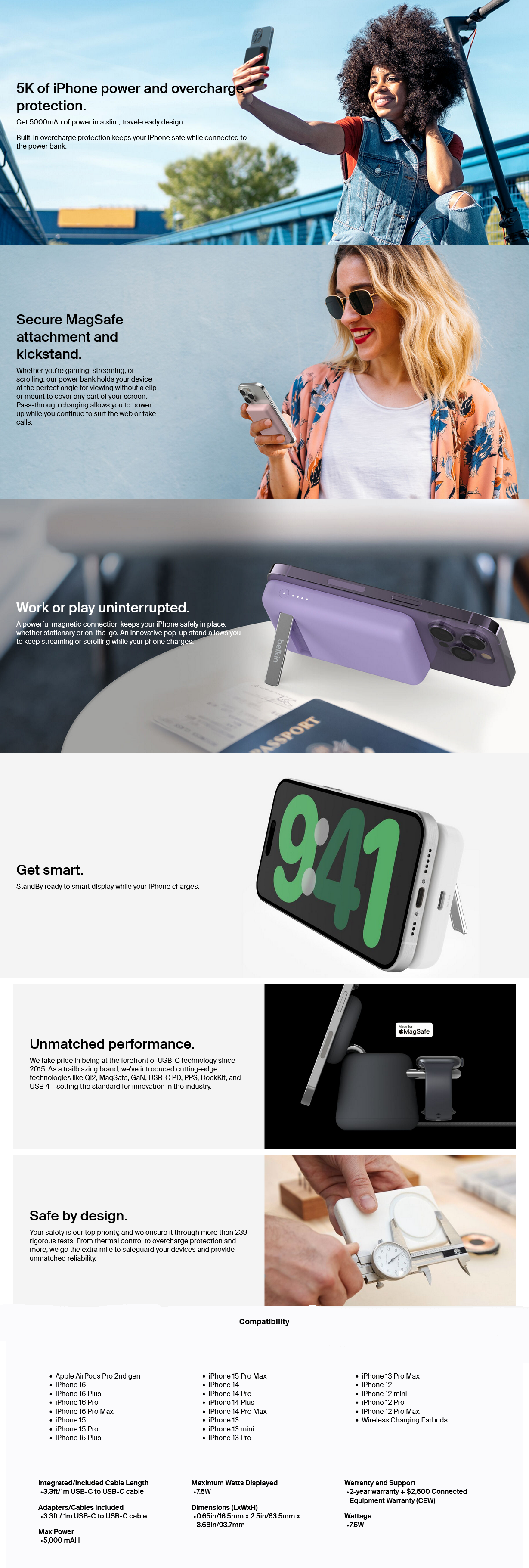 Belkin BoostCharge Magnetic Wireless Power Bank 5K + Stand - BPD004BTWT ...