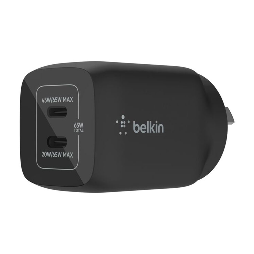 Belkin BoostCharge Pro 65W Dual USB-C GaN Wall Charger w/ PPS & PD ...