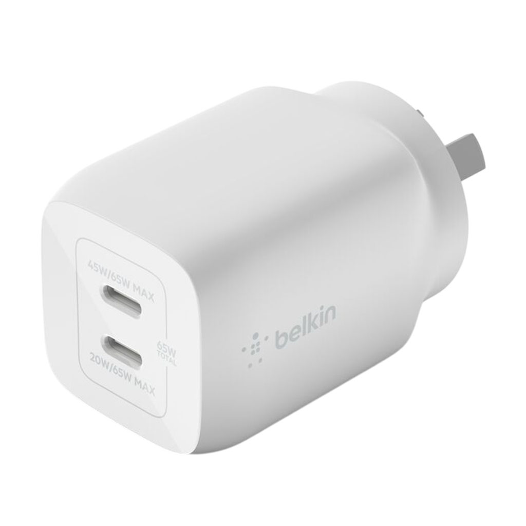 Belkin BoostCharge Pro 65W Dual USB-C GaN Wall Charger w/ PPS & PD ...
