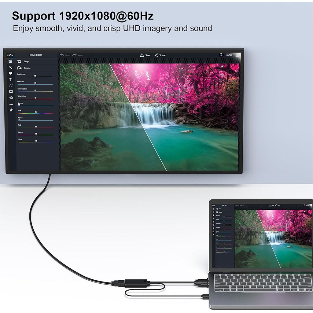 BENFEI 210BK VGA to HDMI Adapter w/ Audio Support & 1080P Resolution ...
