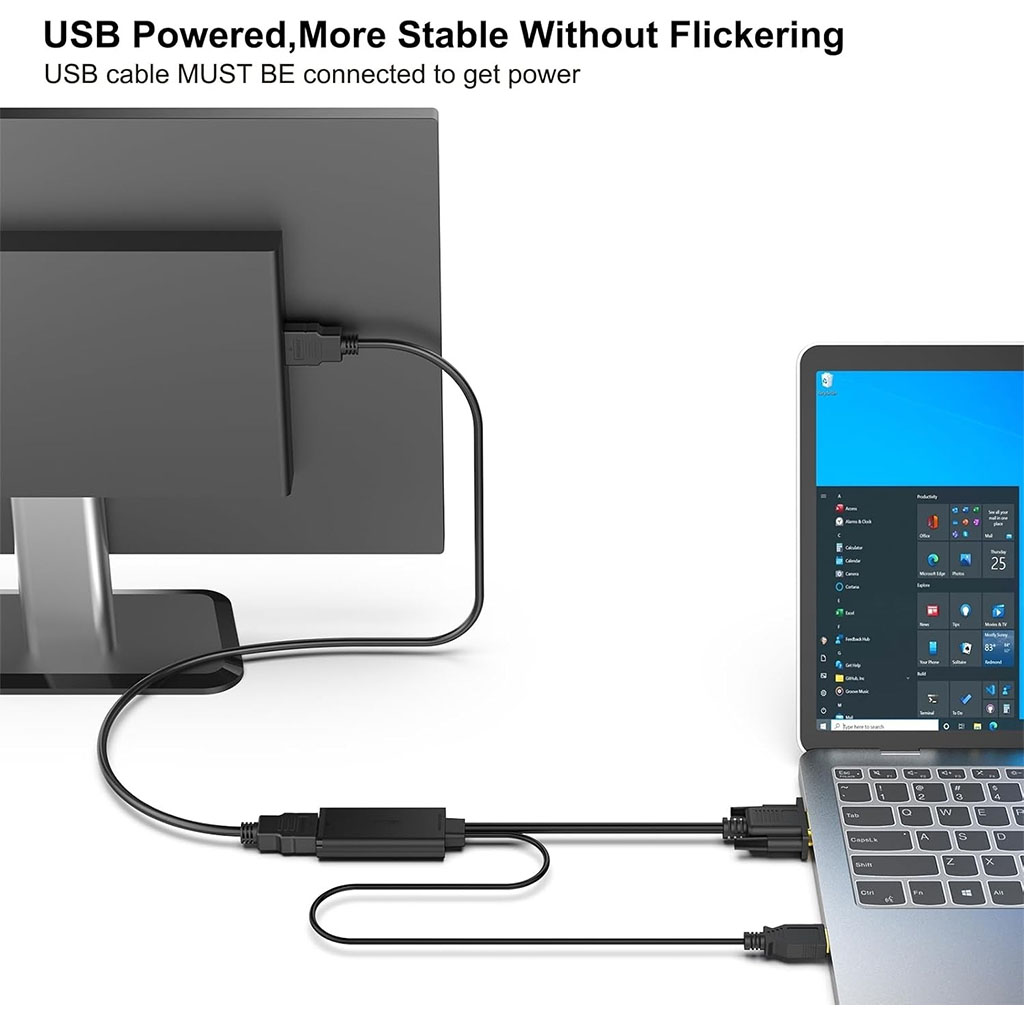 BENFEI 210BK VGA to HDMI Adapter w/ Audio Support & 1080P Resolution ...