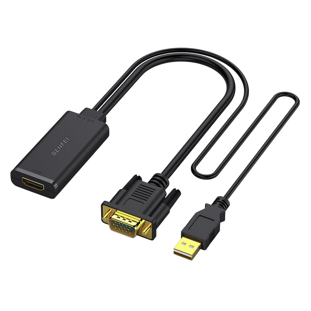 BENFEI 210BK VGA to HDMI Adapter w/ Audio Support & 1080P Resolution ...