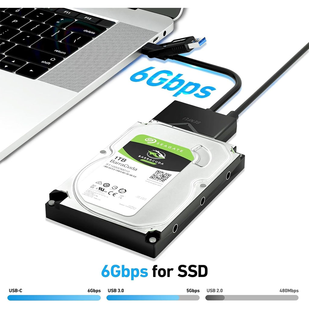 BENFEI USB 3.0 to SATA III Hard Drive Adapter - ELEBEN221BK | Mwave