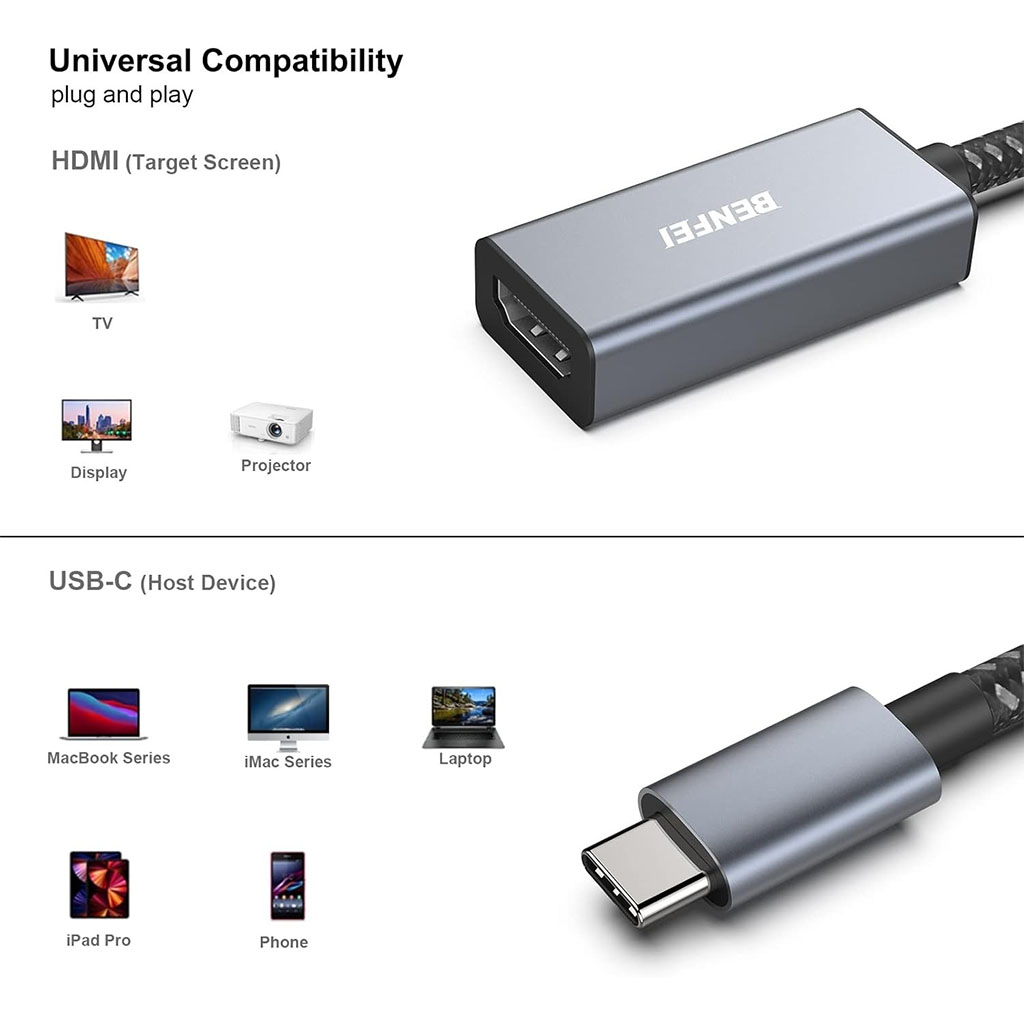 BENFEI USB-C to HDMI Adapter - ELEBEN318GY | Mwave