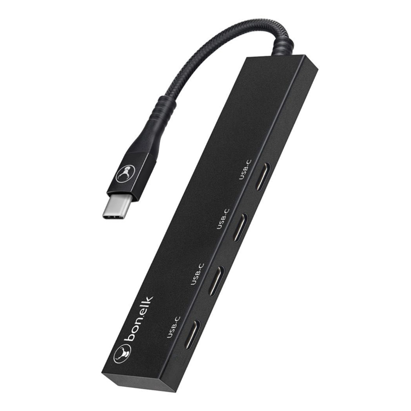 Bonelk Long-Life USB-C to 4 Port USB-C 3.0 Slim Hub - Black - ELK-80058 ...