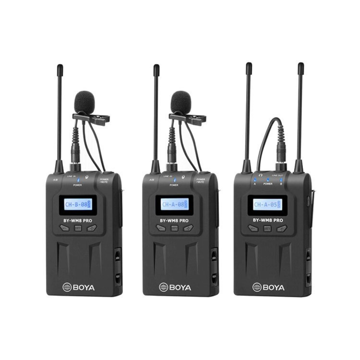 Boya BY-WM8 PRO-K2 UHF Dual Channel Wireless Lavalier Lapel Microphone ...