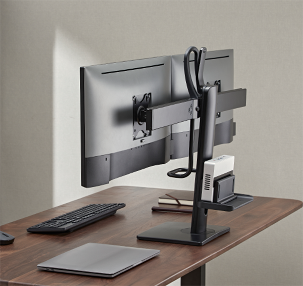 Brateck Dual Screen Vertical Lift Monitor Stand w/ Thin Client CPU ...