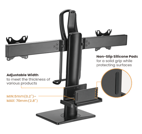 Brateck Dual Screen Vertical Lift Monitor Stand w/ Thin Client CPU ...