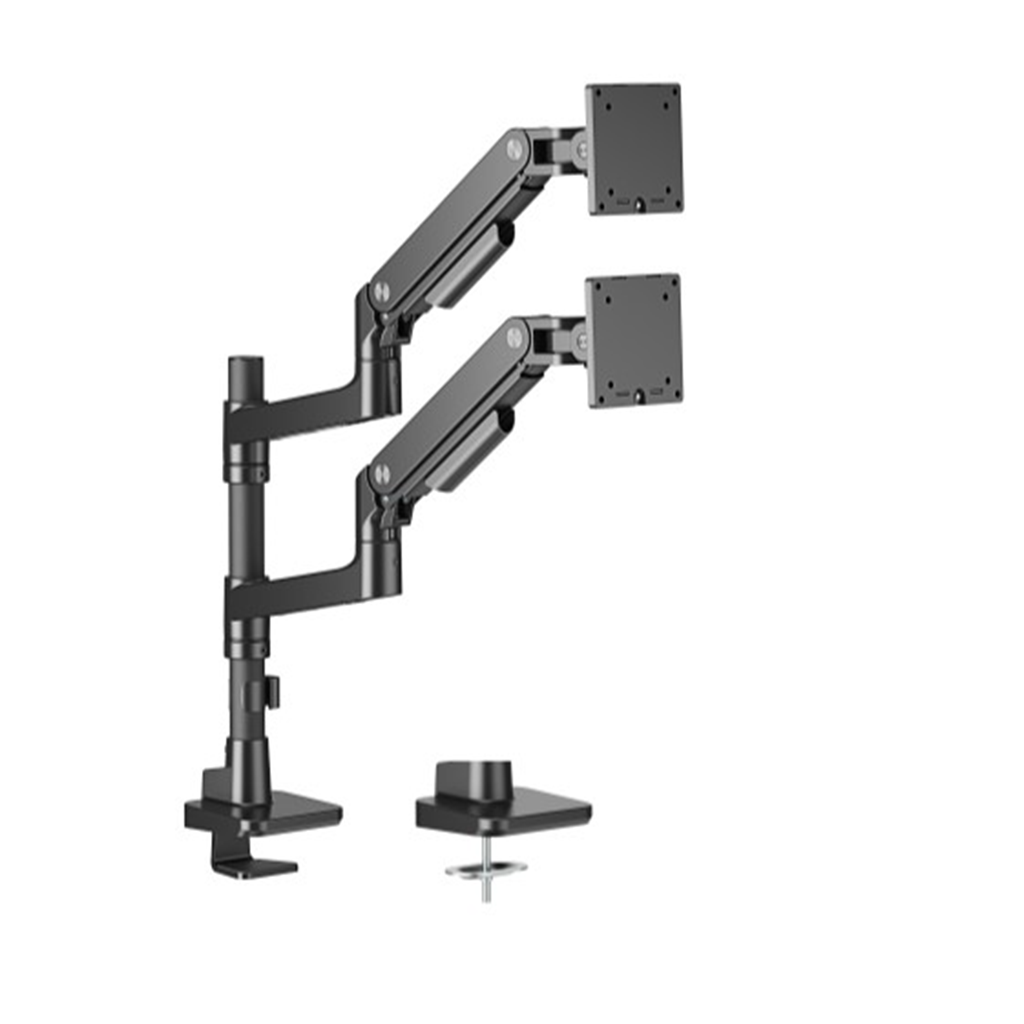 Brateck Noteworthy Pole-Mounted Heavy-Duty Gas Spring Dual Monitor Arm ...