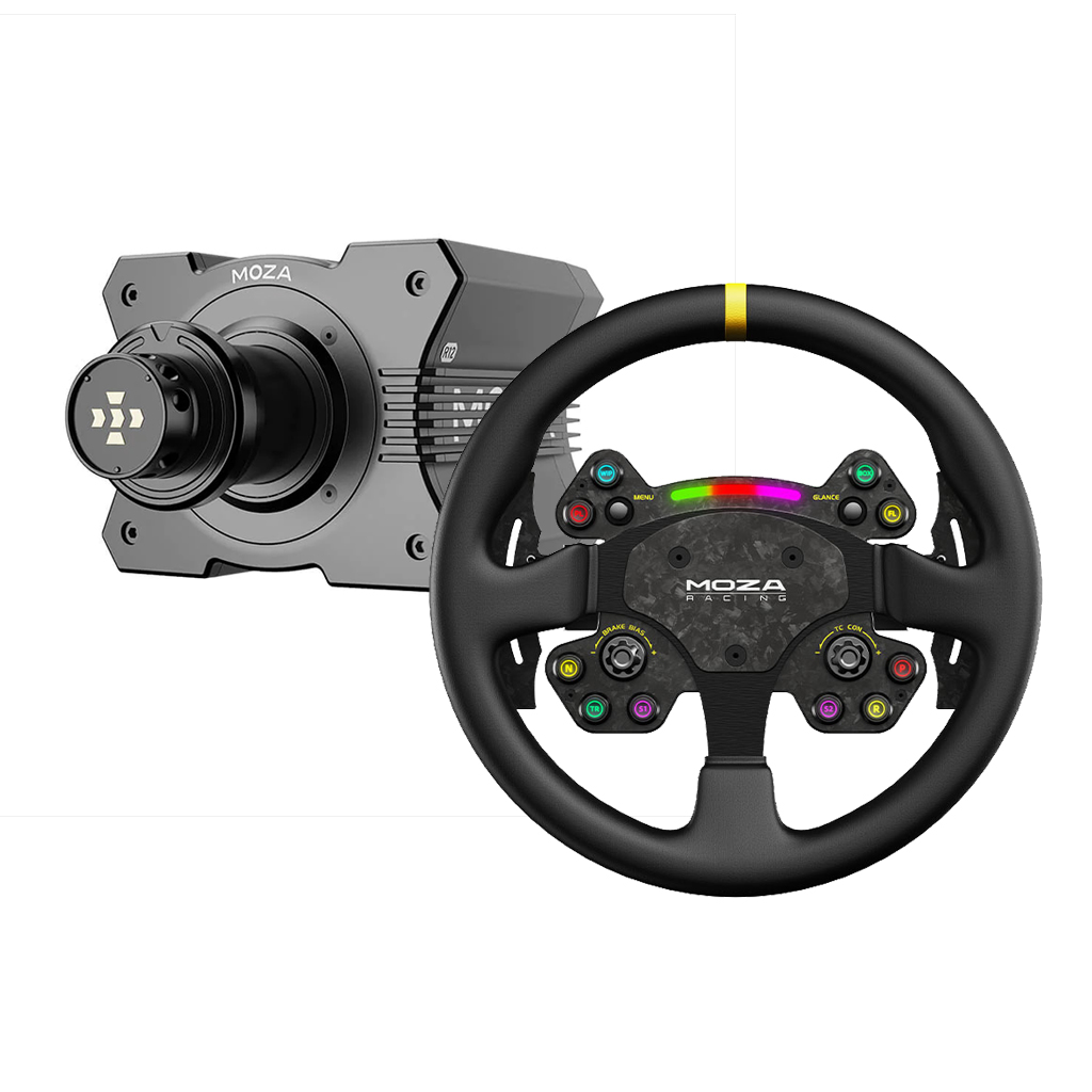 Bundle Deal: MOZA R12 Direct Drive Wheel Base + MOZA RSV2 Leather Round ...