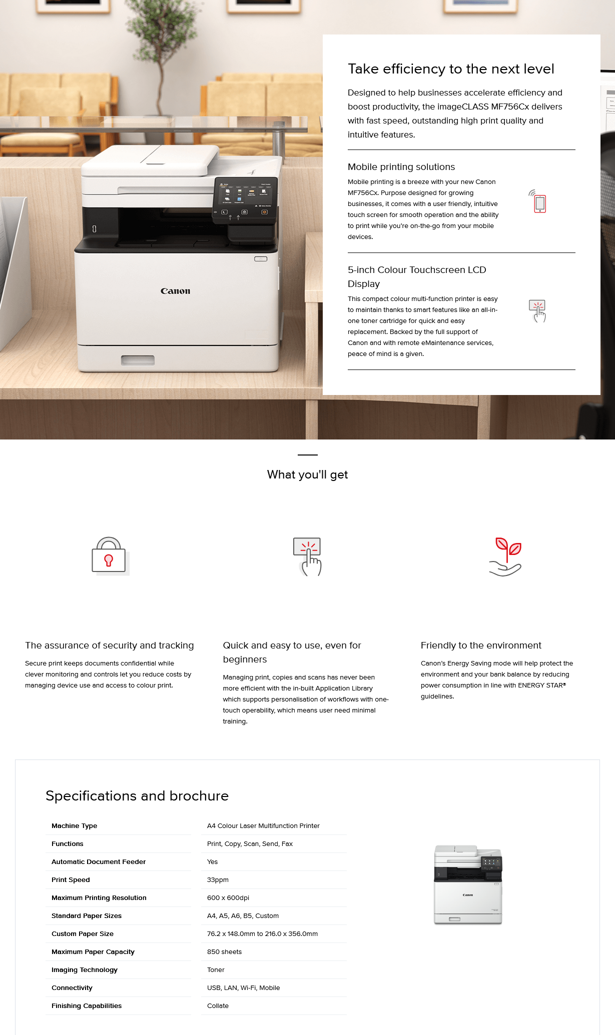 Canon imageCLASS MF756Cx A4 Colour Multifunction Laser Printer ...