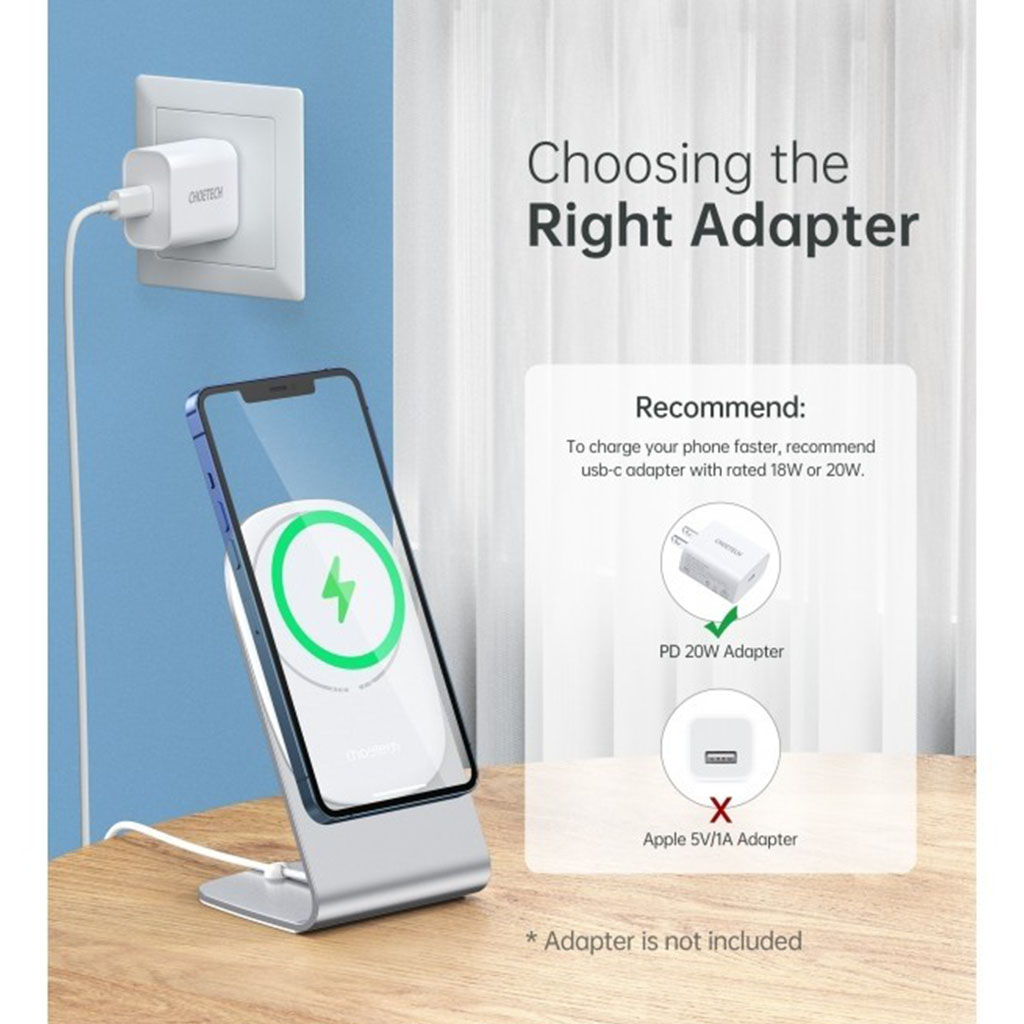 Choetech MA00117-SL MagLeap Magnetic Wireless Charger w/ Stand & AC ...