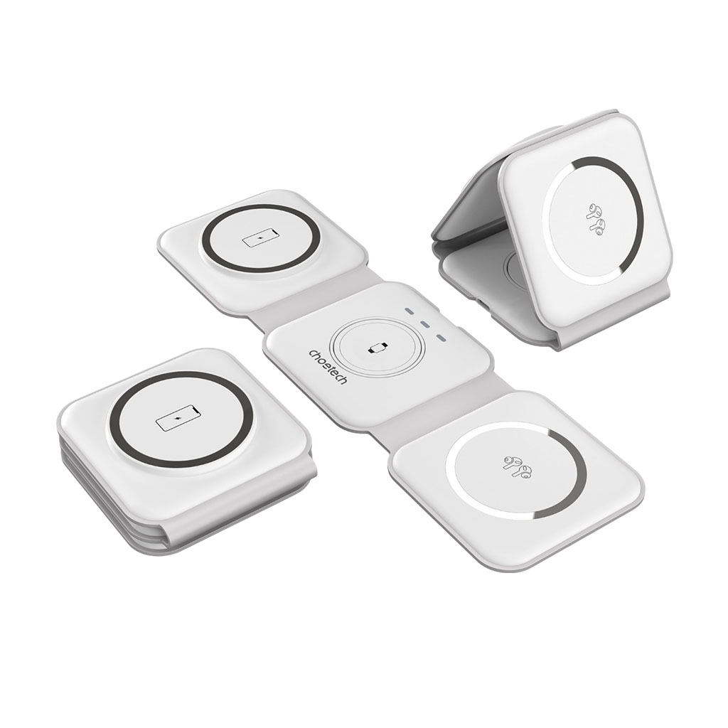 Choetech T588-F-WH 3-in-1 Foldable Fast Wireless Charger ...
