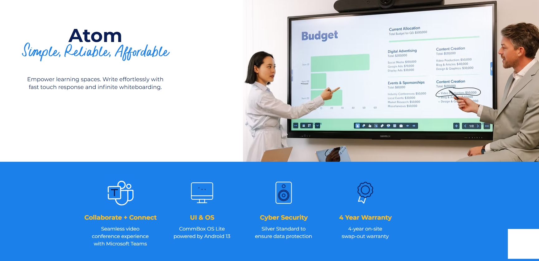 CommBox Atom 86" 4K UHD Interactive Touch Display - CBIA86 | Mwave