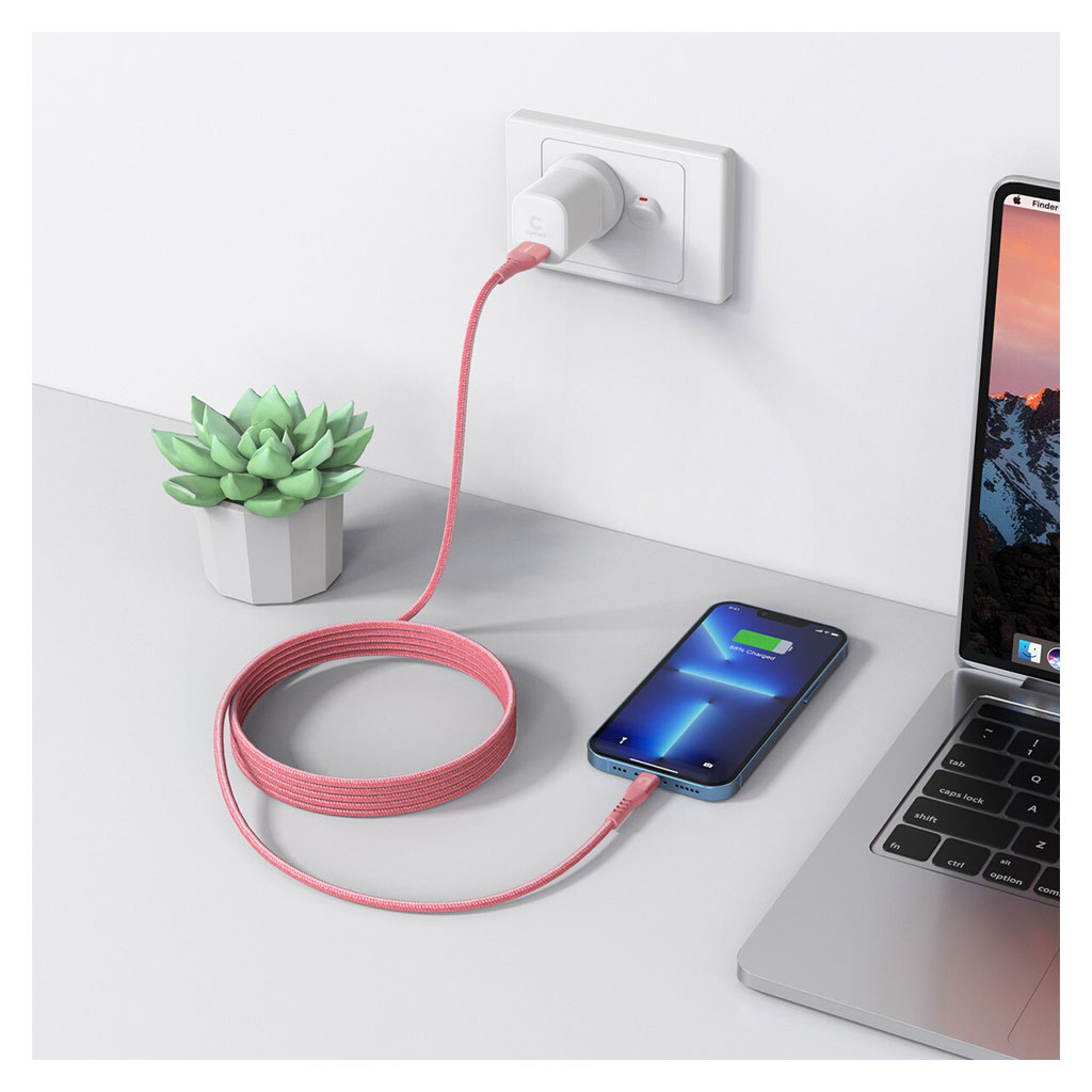 Comsol 3m USB-A to Lightning Cable Reinforced with Aramid Fibre - Pink ...