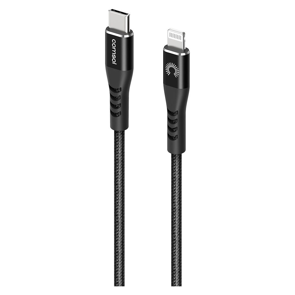 Comsol 3m USB-C to Lightning Cable Reinforced with Aramid Fibre - Black ...