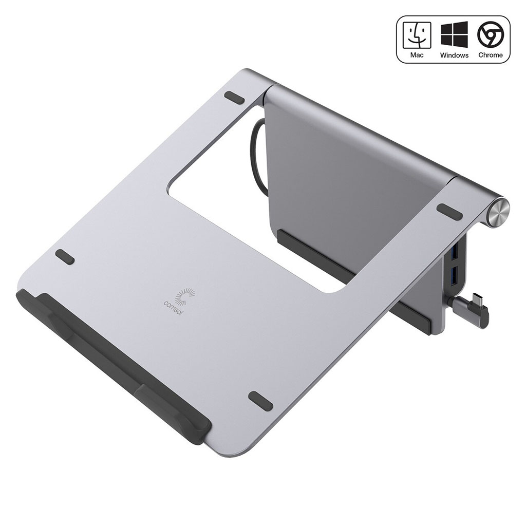 Comsol Laptop Stand with USB-C 4K HDMI Multi-Port Adapter - CMLS01 | Mwave
