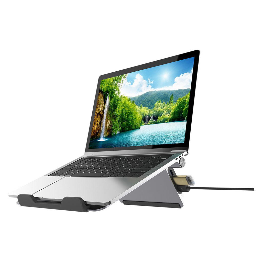 Comsol Laptop Stand with USB-C 4K HDMI Multi-Port Adapter - CMLS01 | Mwave
