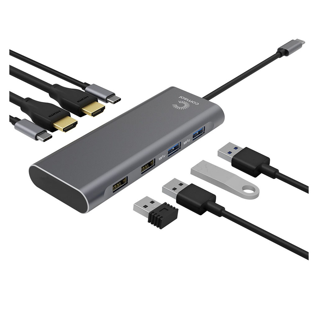 Comsol USB-C to Dual HDMI Multiport Adapter 1080p - CMMP15 | Mwave