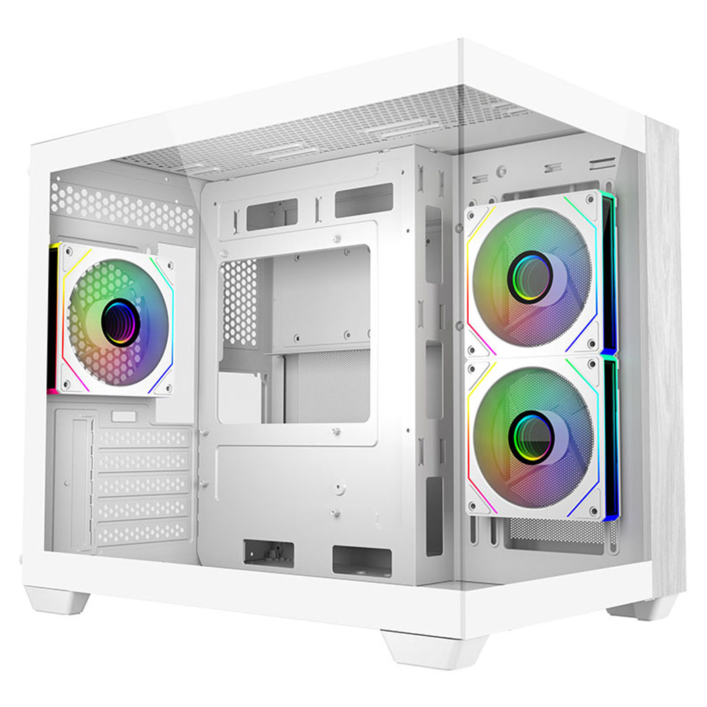 Cooler Master Elite 481 Tempered Glass & Wood Mini-Tower Micro-ATX Case ...