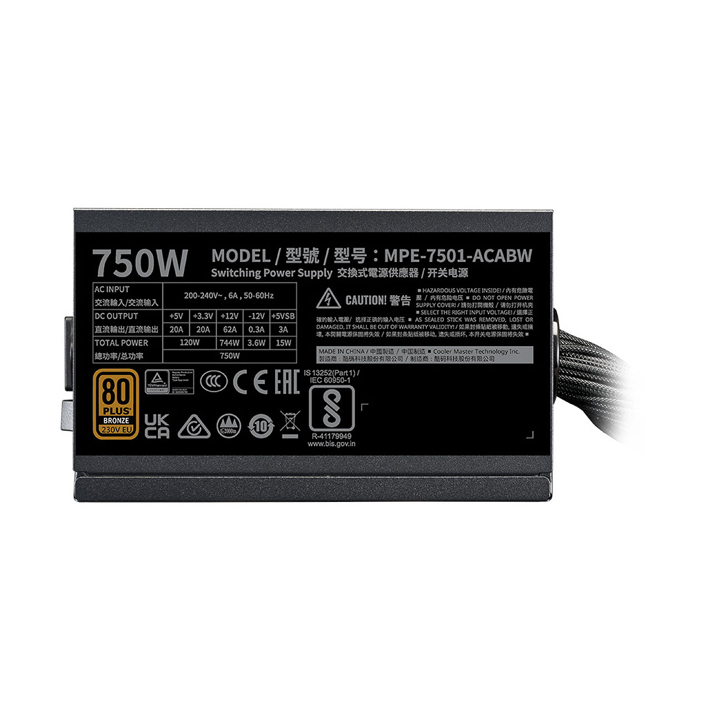 Cooler Master MWE Bronze 750 V3 230V 750W 80+ Bronze ATX 3.1 Power ...