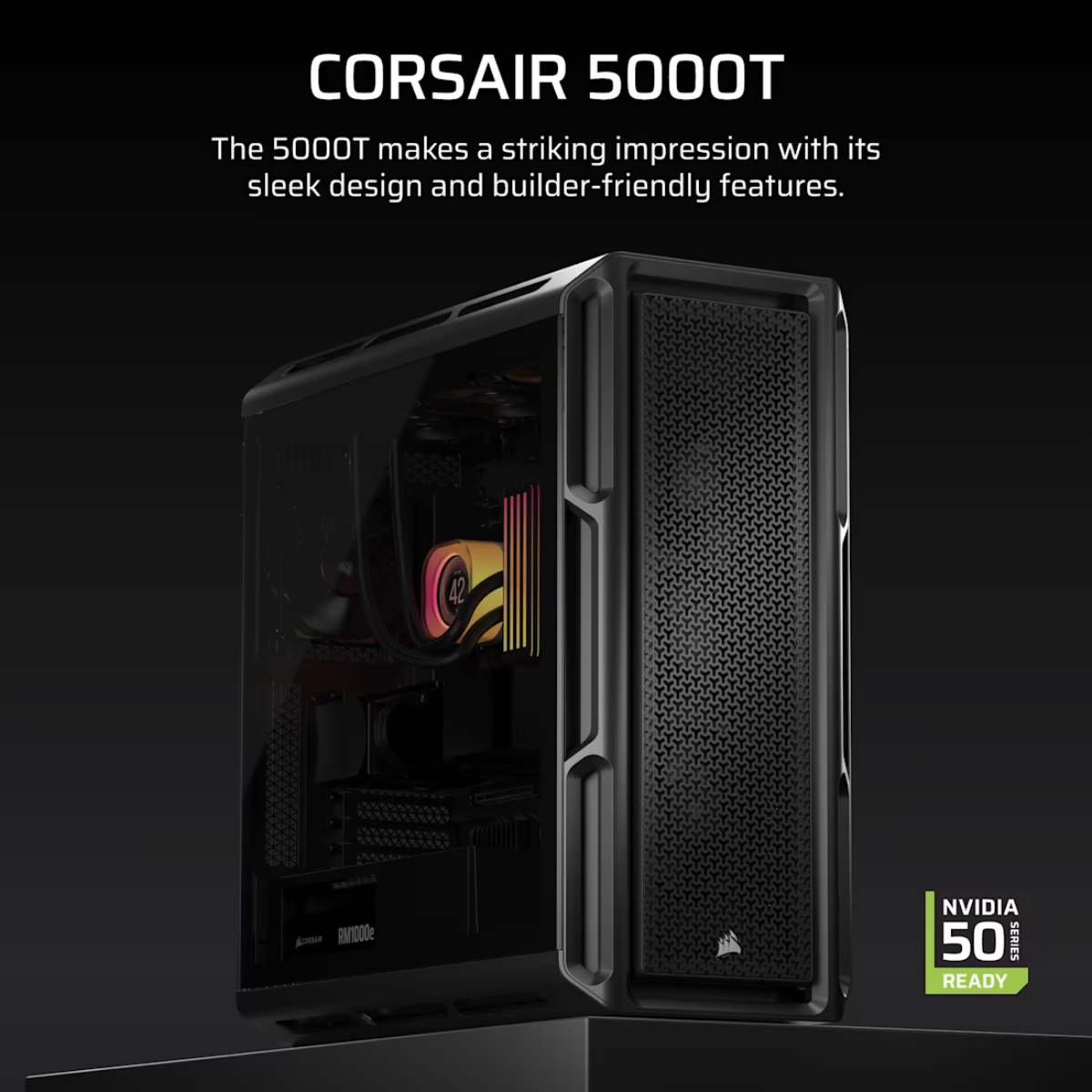 Corsair 5000T Tempered Glass Mid-Tower Case - Black - CC-9011300-WW | Mwave