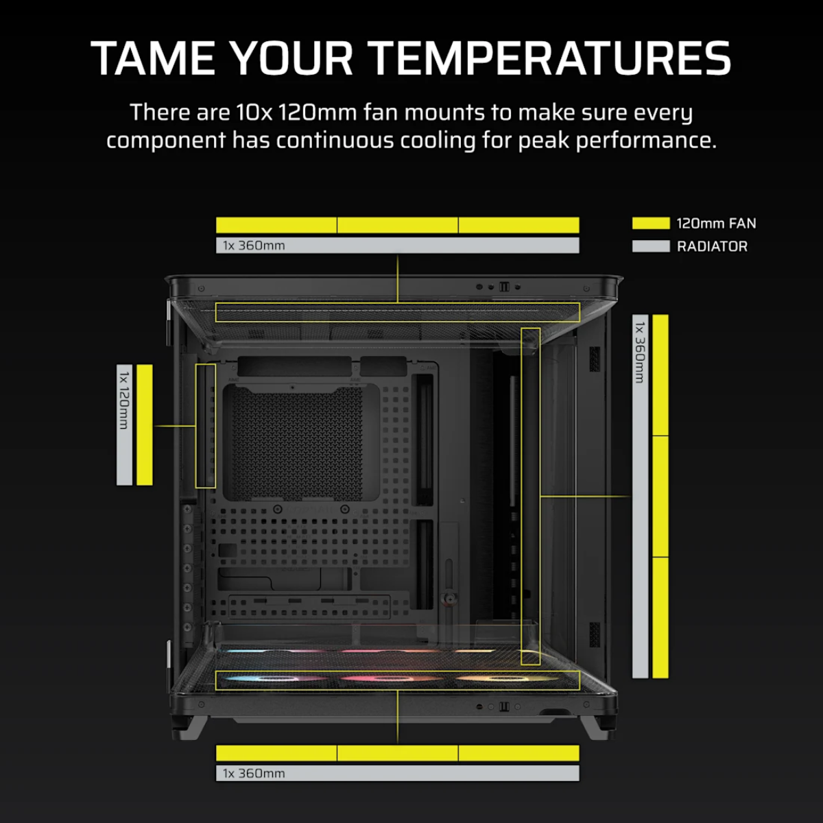 Corsair AIR 5400 RS-R ARGB Triple Chamber Mid-Tower PC Case - Black ...